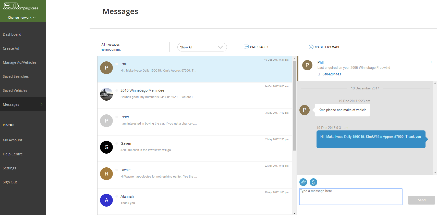 How do I view or reply to my messages? – caravancampingsales